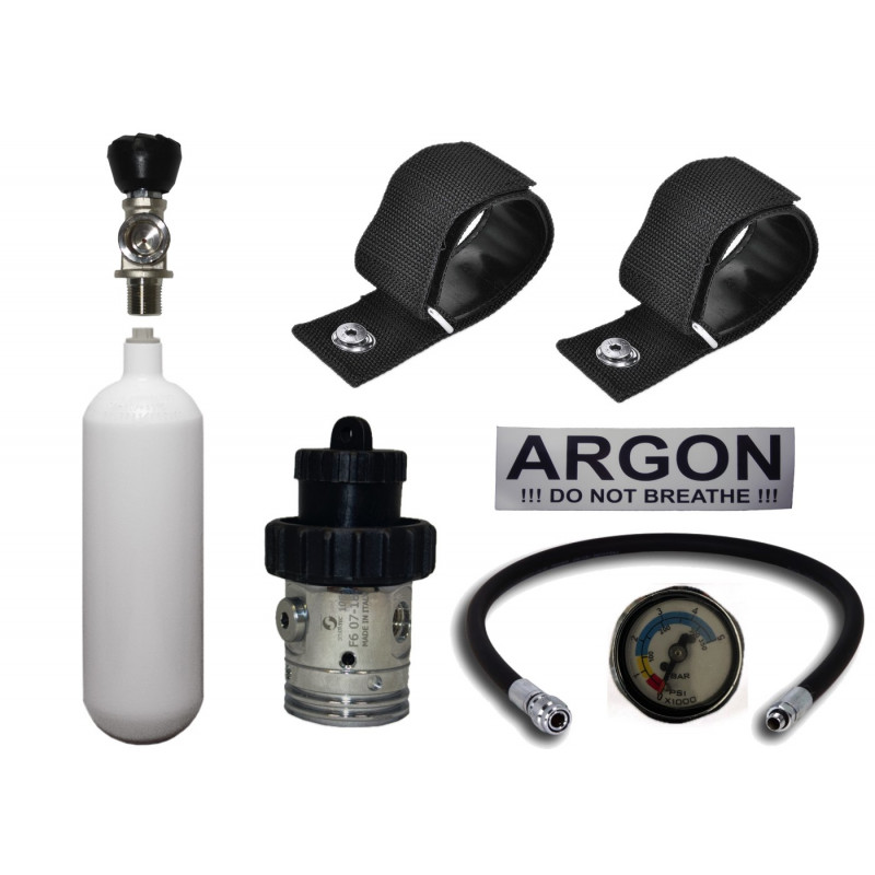 Argon Dry Suit Inflation Kit with 1L Steel Tank - 200/300 Bar